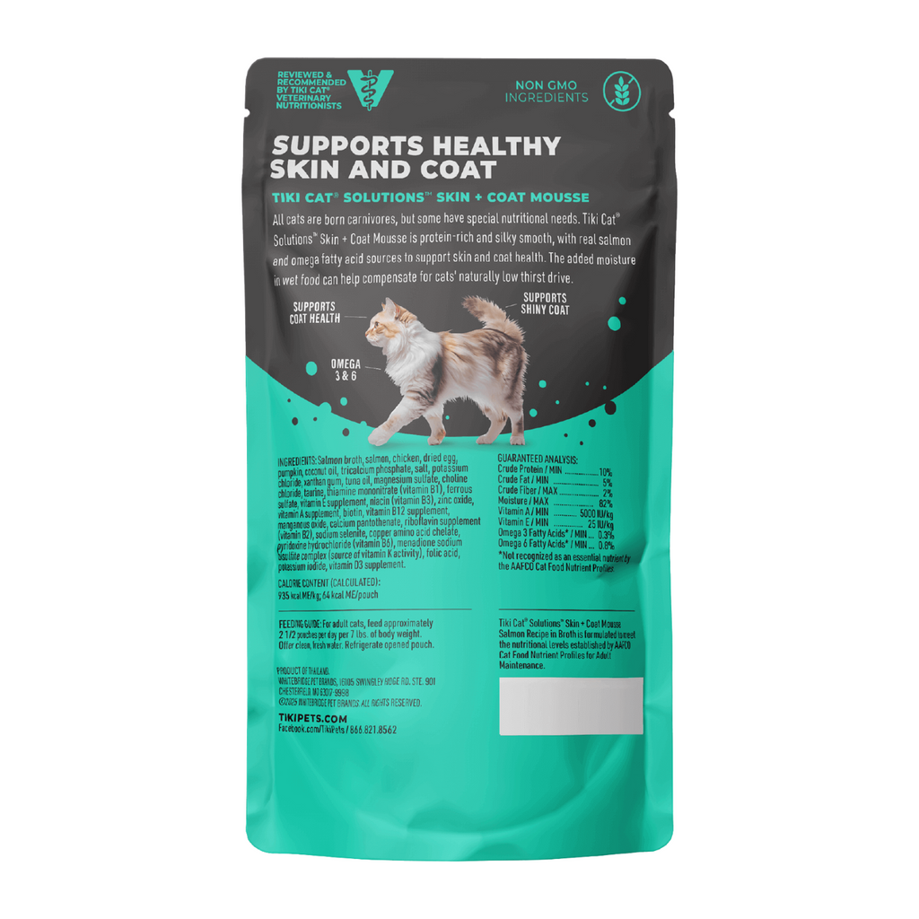 Wet Cat Food - SOLUTIONS MOUSSE - Skin + Coat - Salmon Recipe in Broth ...