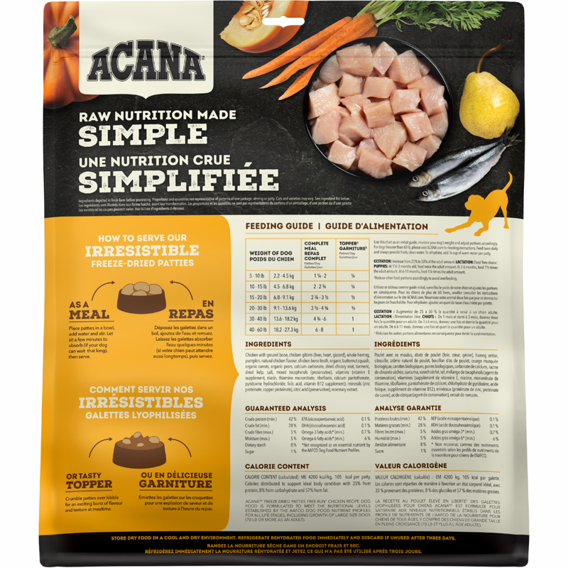 Freeze Dried Raw Dog Food - Free Run Chicken Recipe - Patties – J & J ...