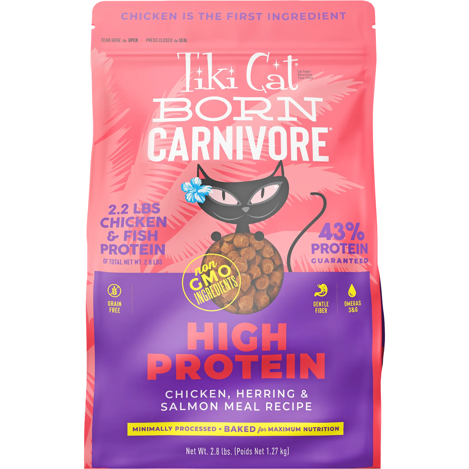 Dry Cat Food - BORN CARNIVORE - High Protein: Chicken, Herring & Salmon ...