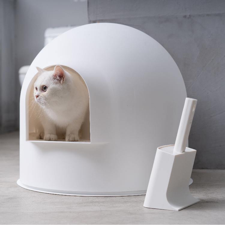 "Igloo" Cat Litter Box - incl. litter scoop - White – J & J Pet Club
